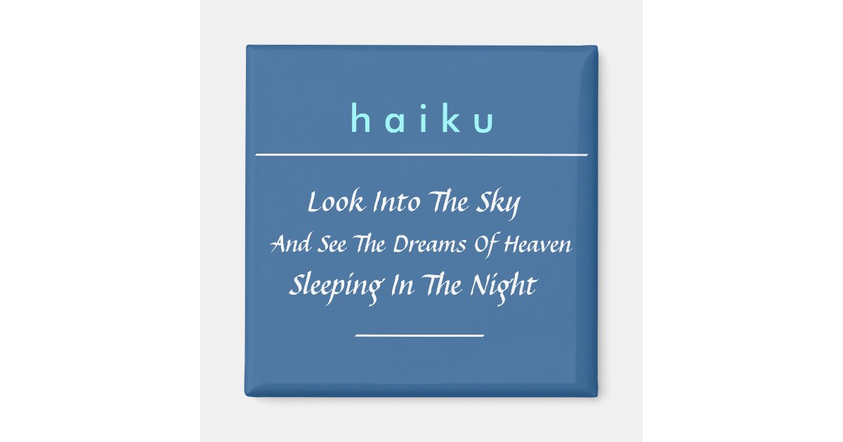Modern Haiku Refrigerator Magnet (Square) | Zazzle