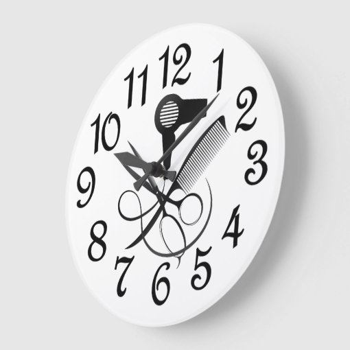 Modern Hair Salon Large Clock | Zazzle