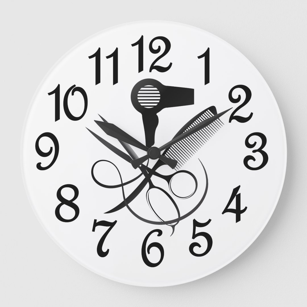 Modern Hair Salon Large Clock | Zazzle