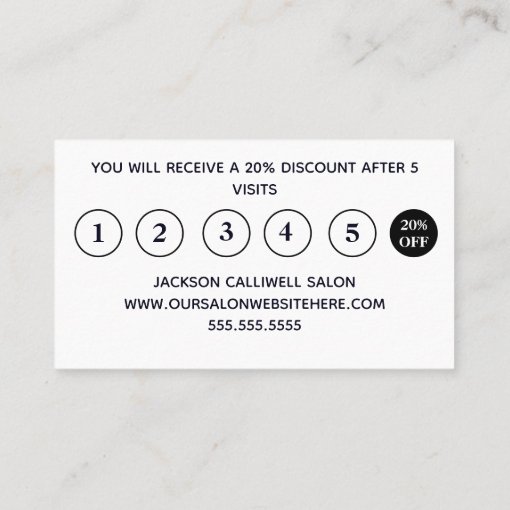 Modern Hair Salon Loyalty Card Simple Chic Salon | Zazzle