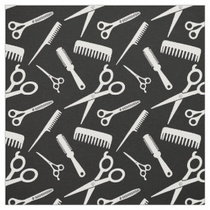 black and white hairstylist pattern fabric | Zazzle.com