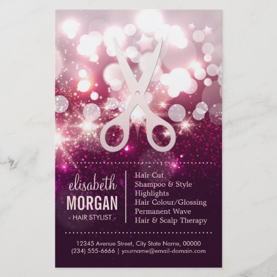 Modern Hair Stylist - Pink Glitter Sparkle Flyer | Zazzle.com