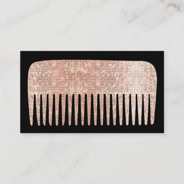 Modern Hair Stylist Rose Gold Salon Comb Business Card | Zazzle