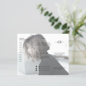 Modern Hair Stylist Service Menu Salon Price List | Zazzle