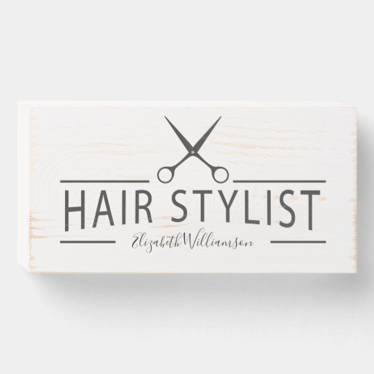 Modern Hair Stylist Workstation Decor Wooden Box Sign | Zazzle.com