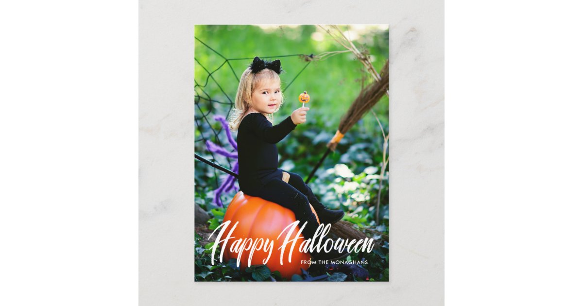 Modern Halloween Full Bleed Postcard | Zazzle