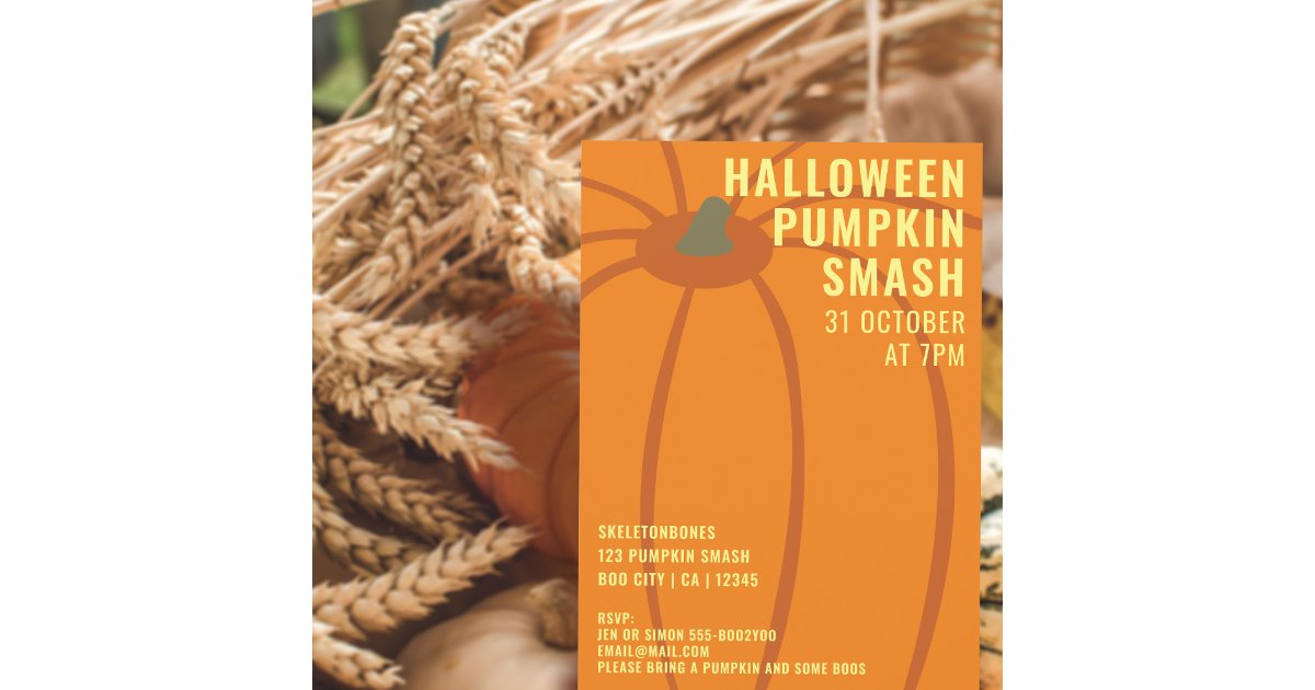 Modern Halloween Pumpkin Smash Party Invitation | Zazzle