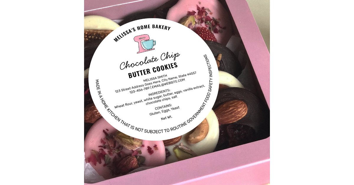 Modern Hand Drawn Bakery Food License Label | Zazzle