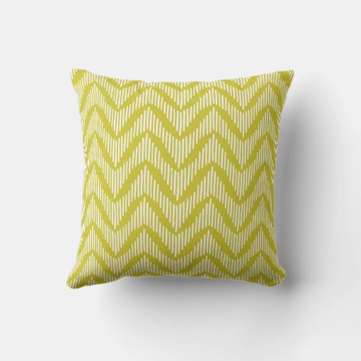 Modern Hand-Drawn Chevron Pattern Chartreuse Throw Pillow | Zazzle