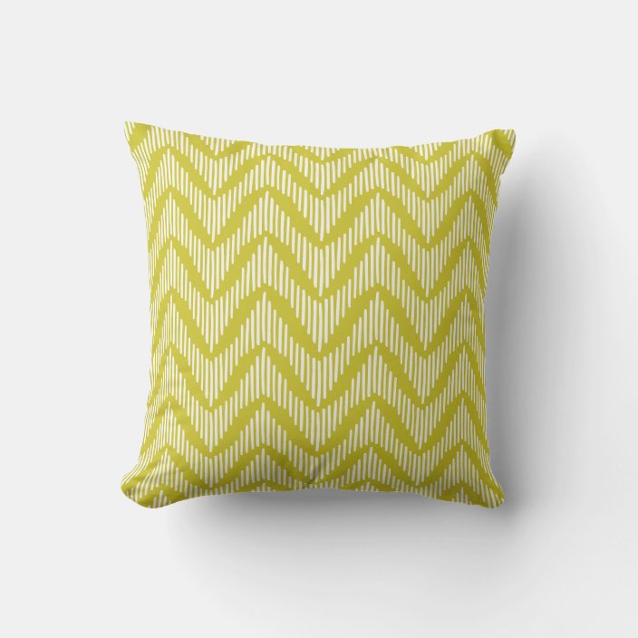 Modern Hand-Drawn Chevron Pattern Chartreuse Throw Pillow | Zazzle