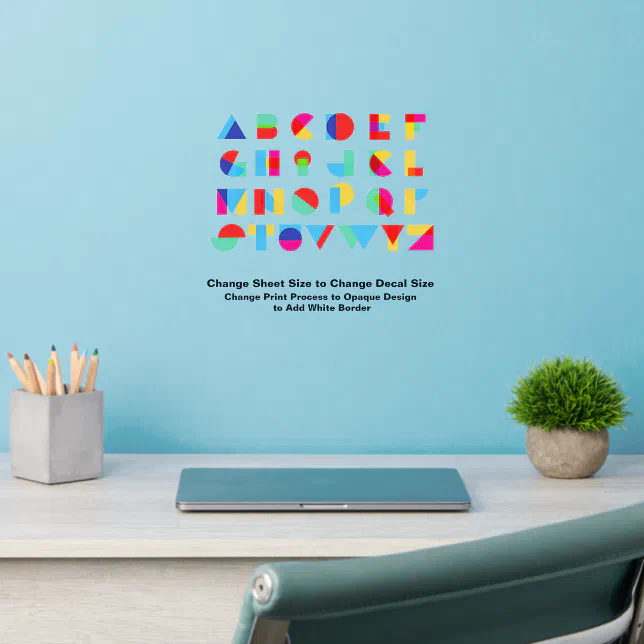 Modern Hand Drawn Geometric Artistic Colorful Wall Decal | Zazzle