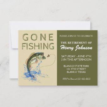 Modern hand drawn Gone Fishing Retirement Invite | Zazzle
