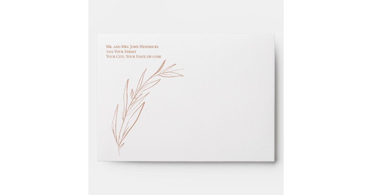 Modern Hand Drawn Terra Cotta Wedding Envelope | Zazzle