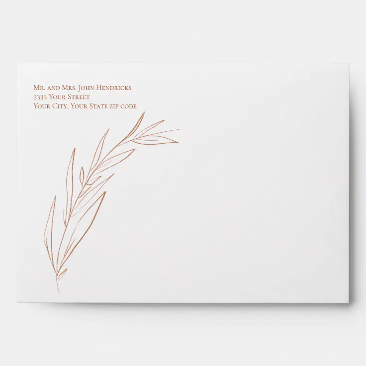 Modern Hand Drawn Terra Cotta Wedding Envelope | Zazzle
