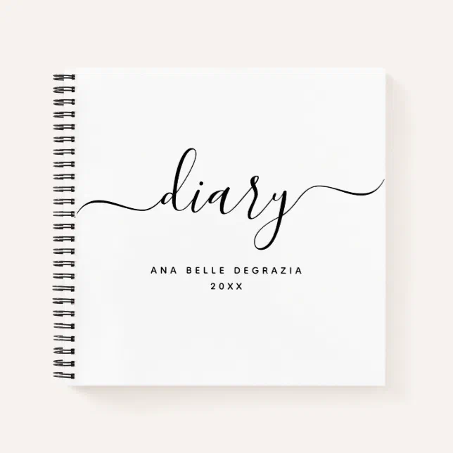 Modern Hand lettered Personalized Diary Your Name Notebook | Zazzle
