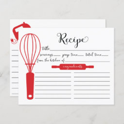 Modern Hand Lettered Red Whisk Recipe Card | Zazzle