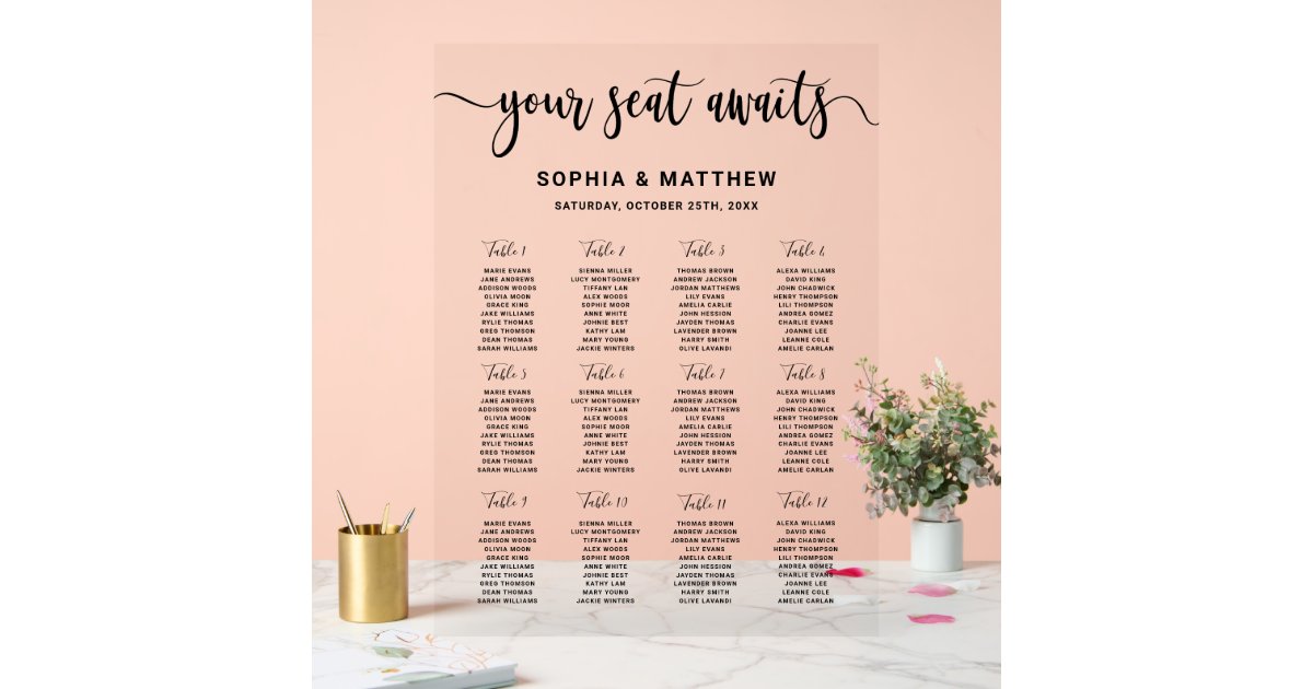 Modern Hand Lettering Wedding Seating Chart Sign | Zazzle
