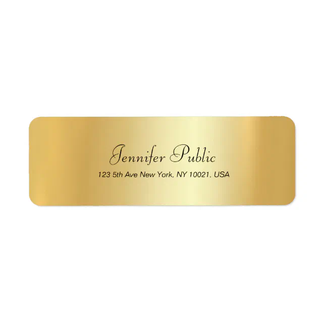 Modern Hand Script Simple Glamor Gold Template Label | Zazzle