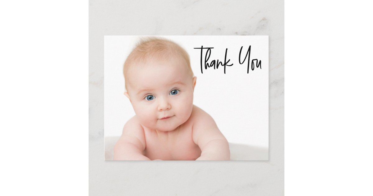 Modern Handlettering Baby Photo Baby shower Postcard | Zazzle