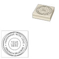 Modern Handmade Custom Logo Name Round Frame Rubber Stamp | Zazzle