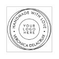 Modern Handmade Custom Logo Name Round Frame Rubber Stamp | Zazzle