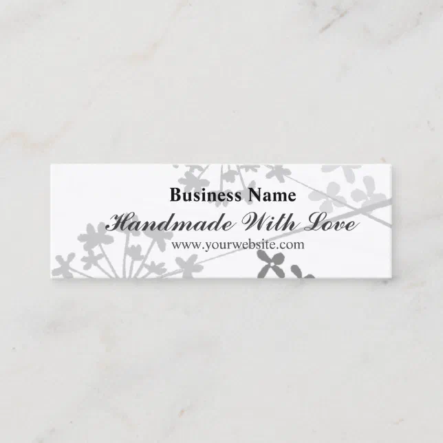Modern Handmade With Love Minimal Floral Florid Mini Business Card | Zazzle