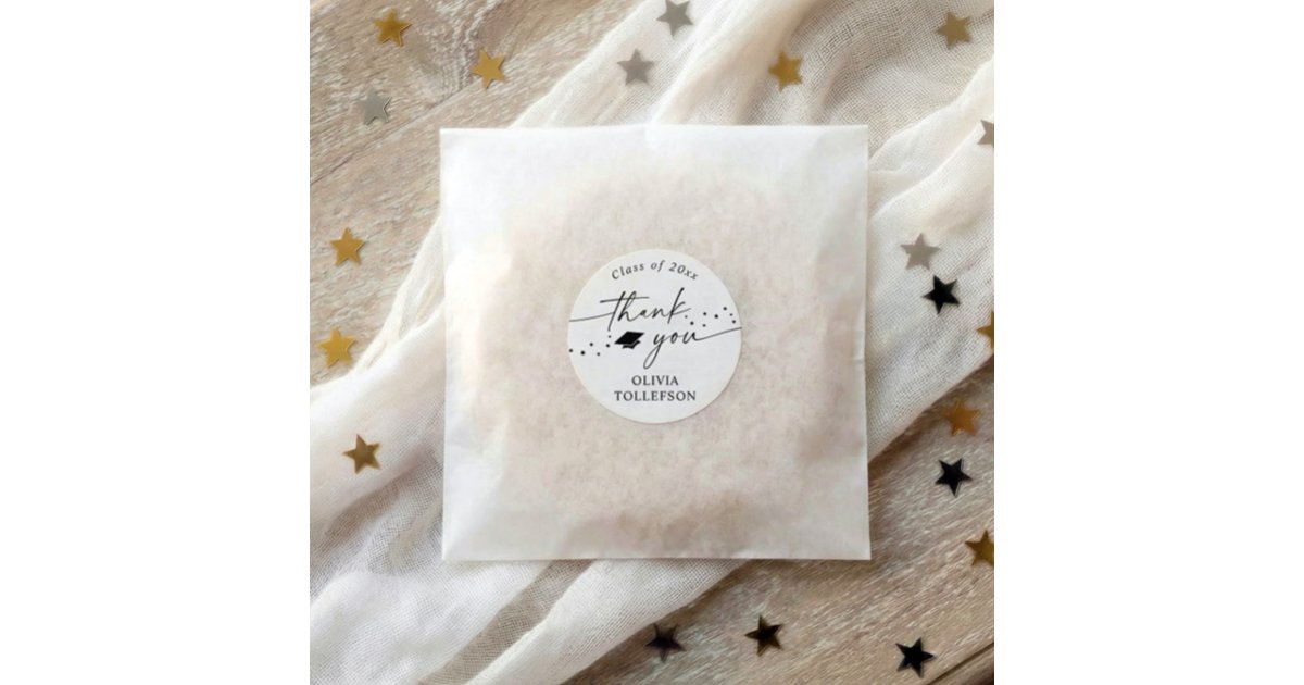 Modern Handwriting 2026 Graduation Thank You Favor Classic Round ...