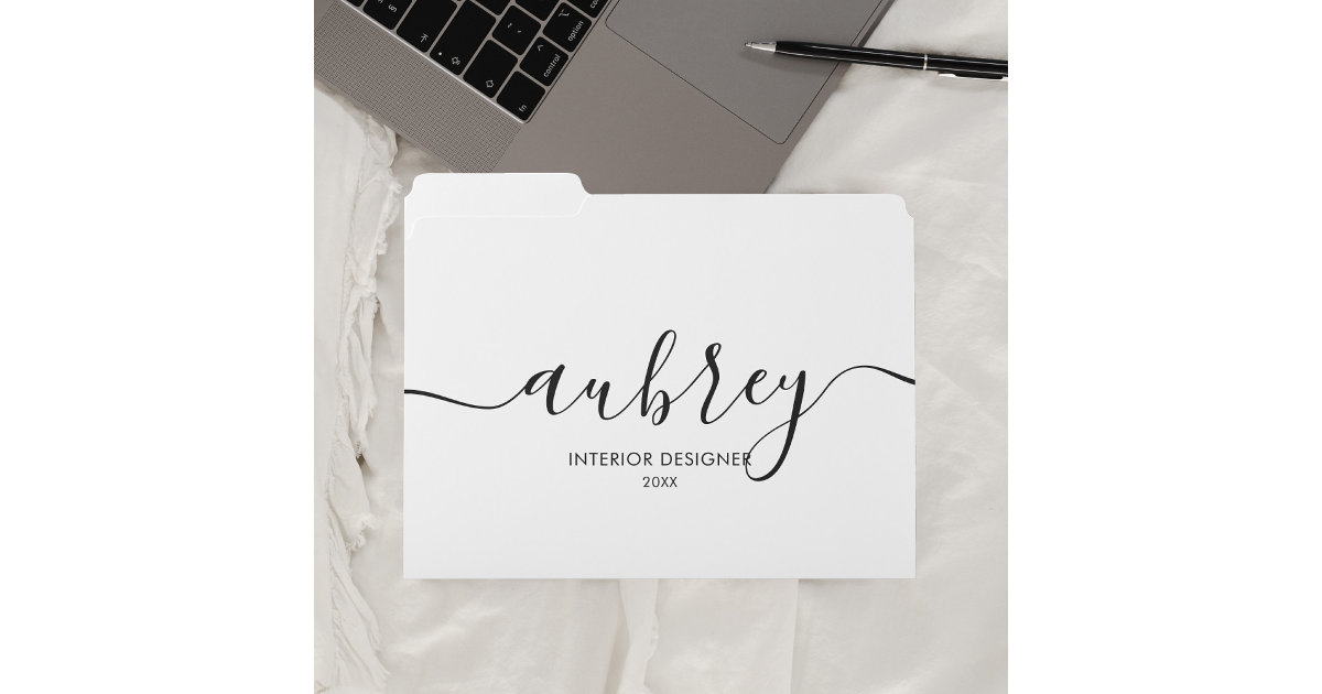 Modern Handwriting Calligraphy White File Folder | Zazzle