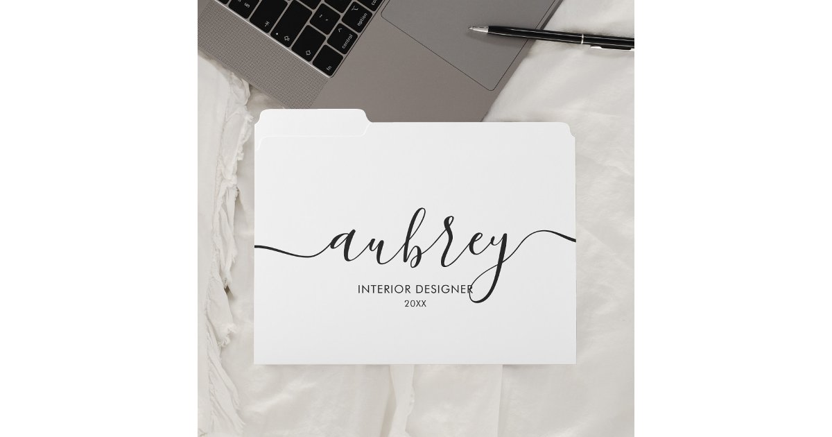Modern Handwriting Calligraphy White File Folder | Zazzle