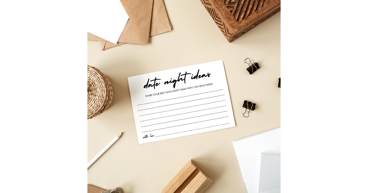 Modern Handwriting Date Jar Date Night Ideas Advice Card | Zazzle