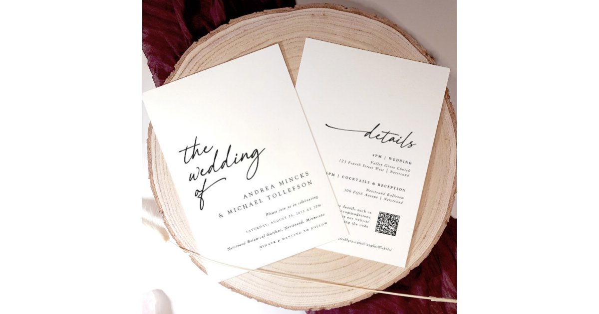 Modern Handwriting Elegant All in One Wedding Invitation | Zazzle