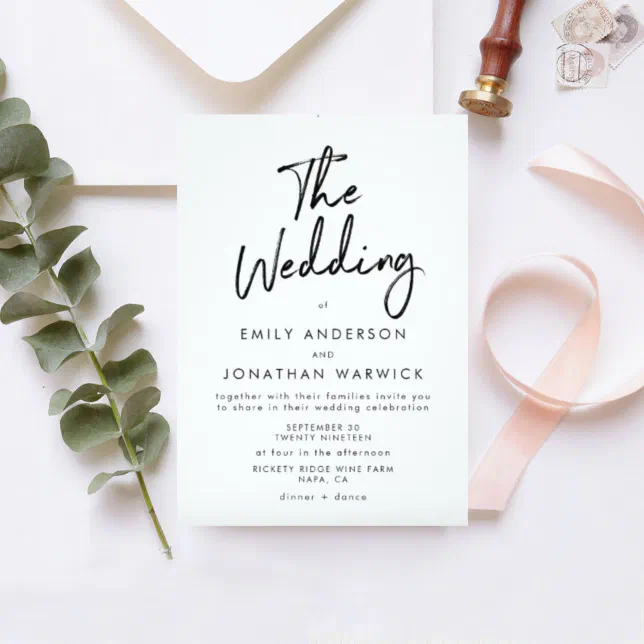 Modern Handwriting Simple Wedding Invitation | Zazzle