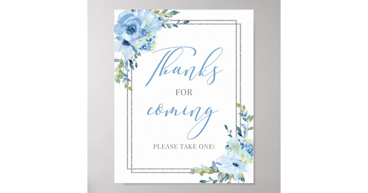 Modern handwritten blue thanks for coming sign | Zazzle