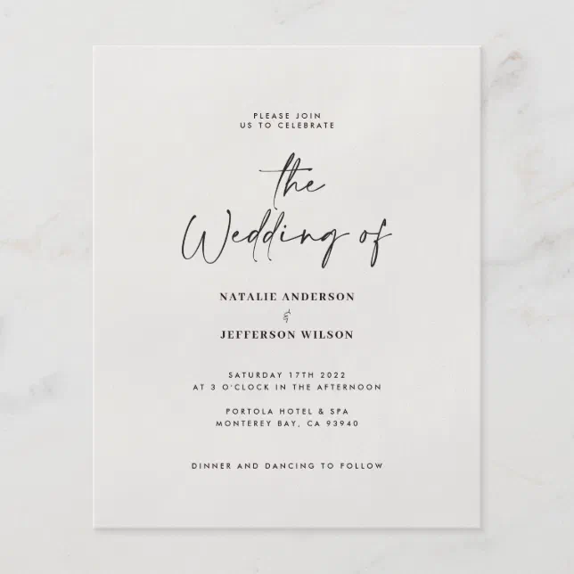 Modern handwritten budget wedding invitation flyer | Zazzle