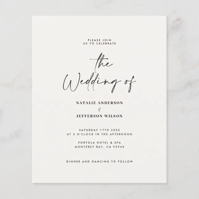 Modern handwritten budget wedding invitation flyer | Zazzle