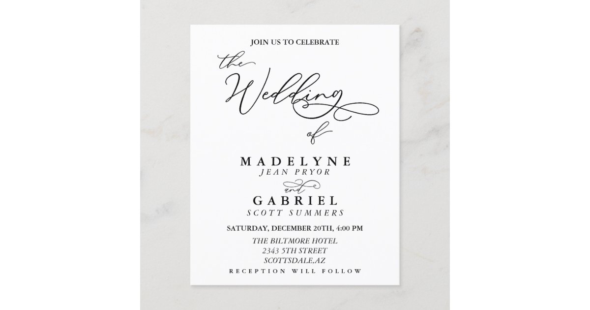 Modern Handwritten Calligraphy Wedding Script | Zazzle