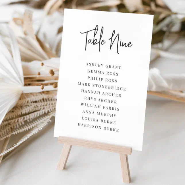 Modern Handwritten + Classic Serif Guest Names Table Number | Zazzle