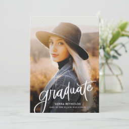 Modern Handwritten Graduate Script Photo Invitation | Zazzle