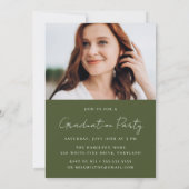 Modern Handwritten Green Script 2 Photo Graduation Invitation | Zazzle