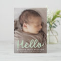 Modern Handwritten Hello Mint Photo Collage Birth Announcement | Zazzle