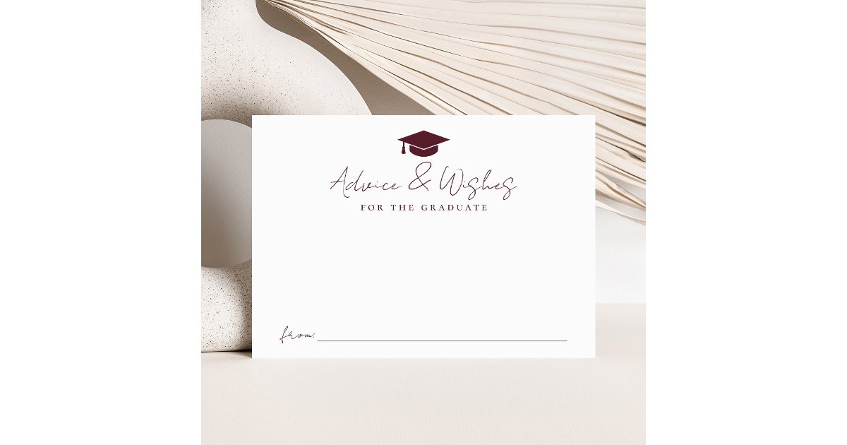 Modern Handwritten Maroon Script Graduation Advice Enclosure Card | Zazzle