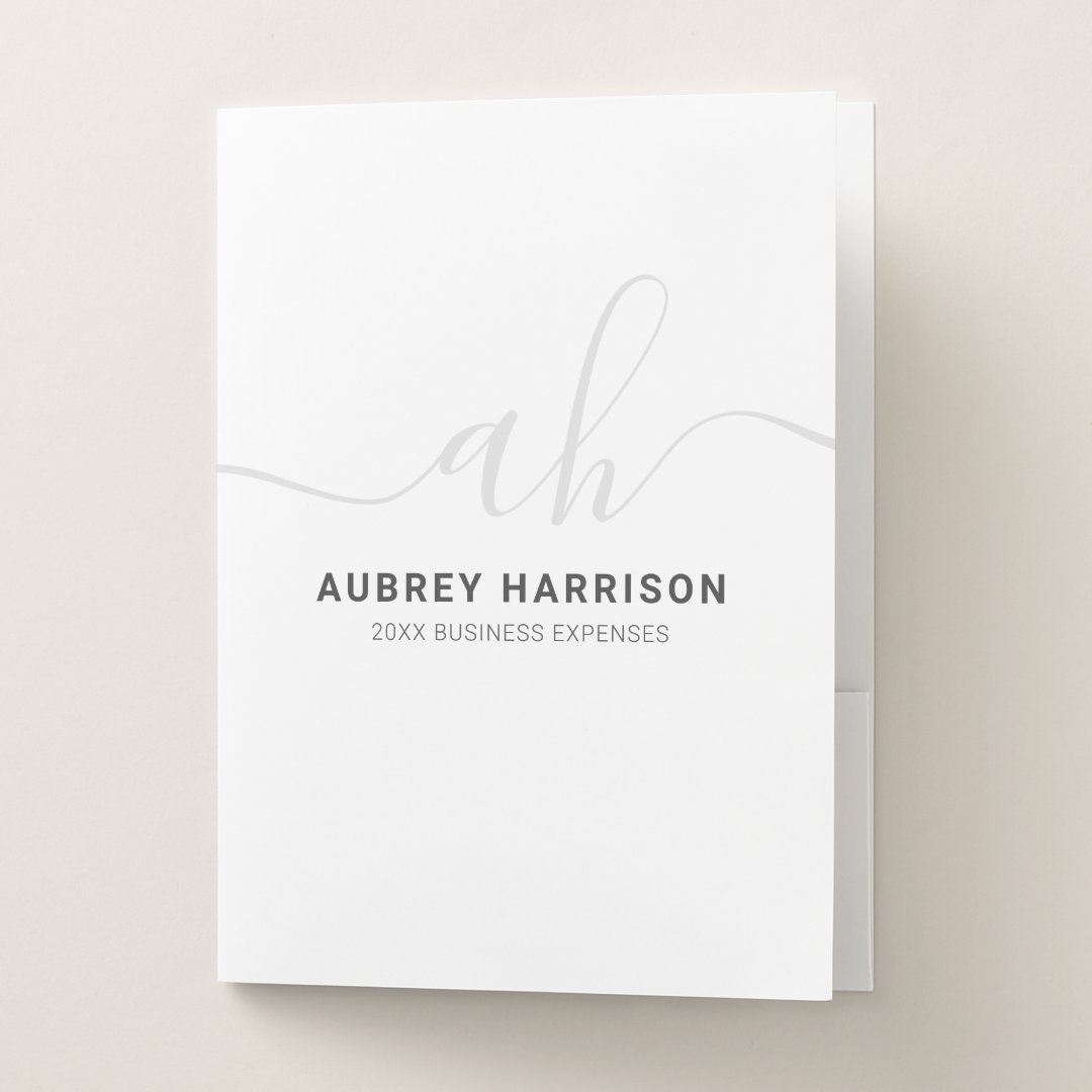 Modern Handwritten Monogram Pocket Folder | Zazzle