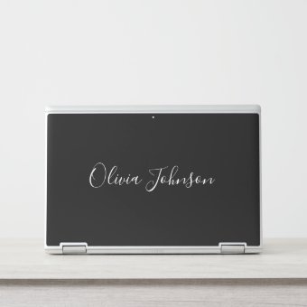 Modern Handwritten Name | Black HP Laptop Skin | Zazzle