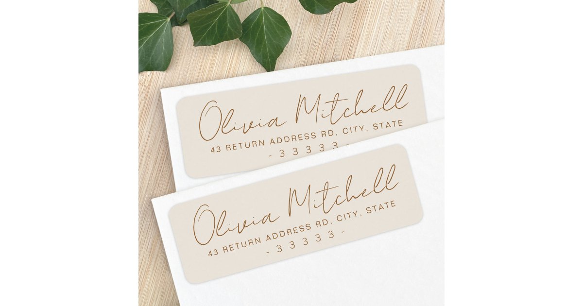 Modern handwritten name ivory return address label | Zazzle
