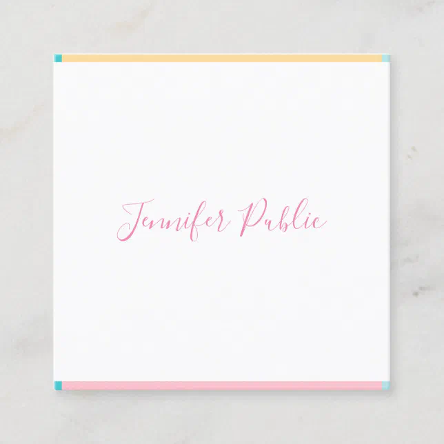 Modern Handwritten Name Simple Pretty Template Square Business Card ...