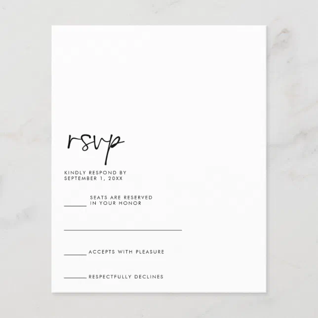 Modern Handwritten RSVP Card | Zazzle