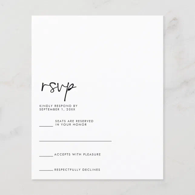 Modern Handwritten RSVP Card | Zazzle