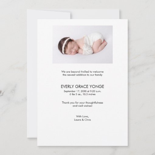Modern Handwritten Script Baby Girl Photos Birth Thank You Card | Zazzle