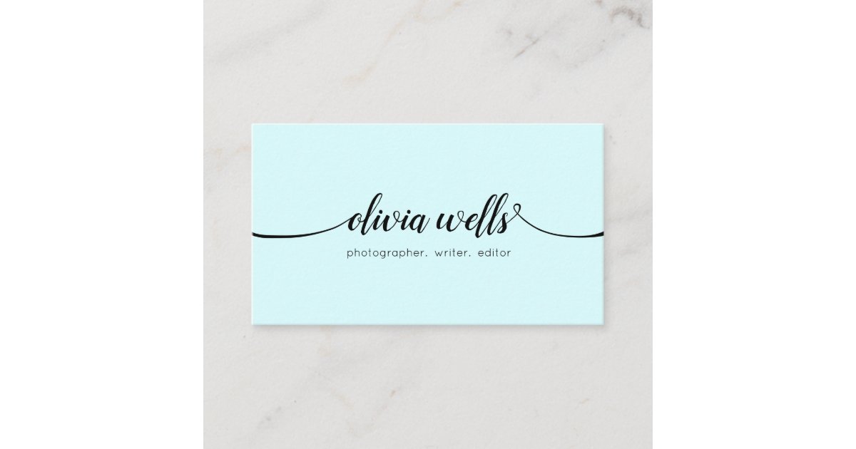 Modern Handwritten Script Calligraphy Aqua Blue Business Card | Zazzle