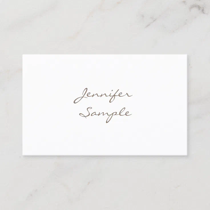 Modern Handwritten Script Charming Unique Plain Business Card | Zazzle